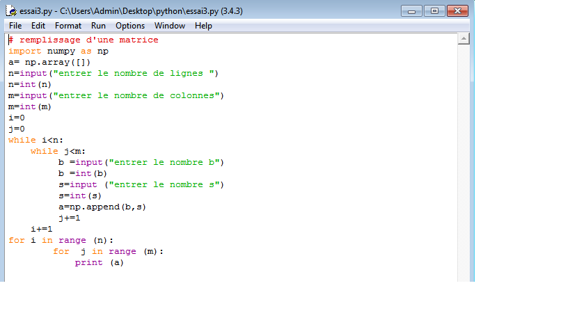 [Résolu] affichage d'une matrice en python par hasnaacama - page 1 - OpenClassrooms